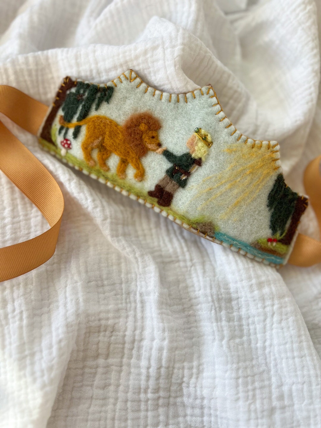 Lion and Prince Felt Crown - Handmade Needle Felted Steiner Waldorf ...