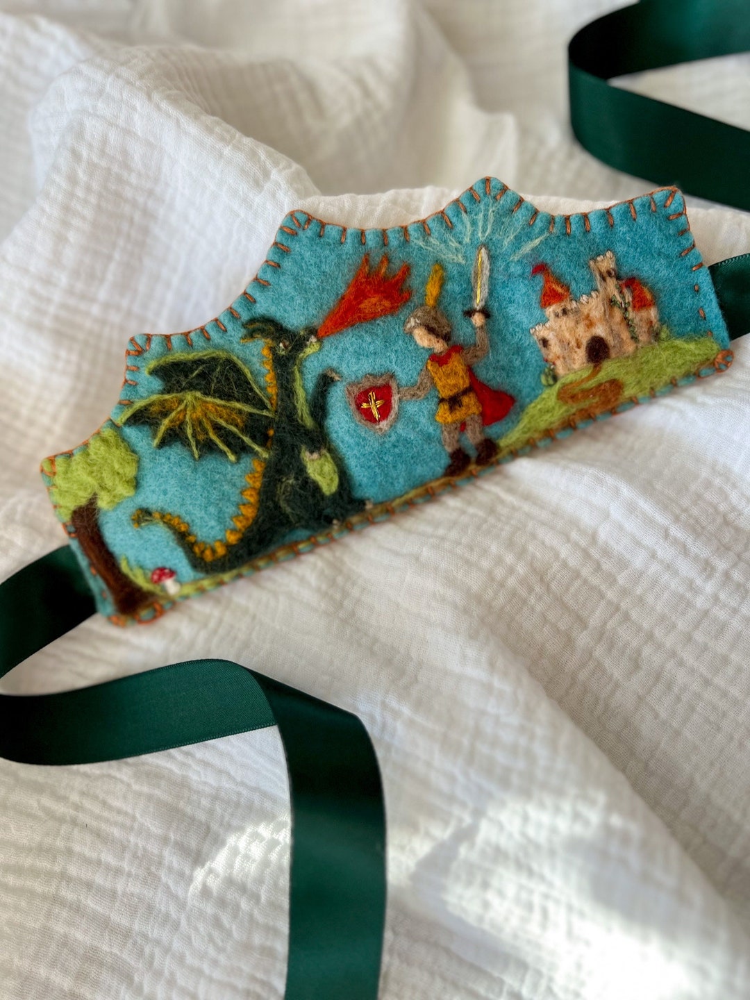 Dragon and Knight Felt Crown - Handmade Needle Felted Steiner Waldorf ...