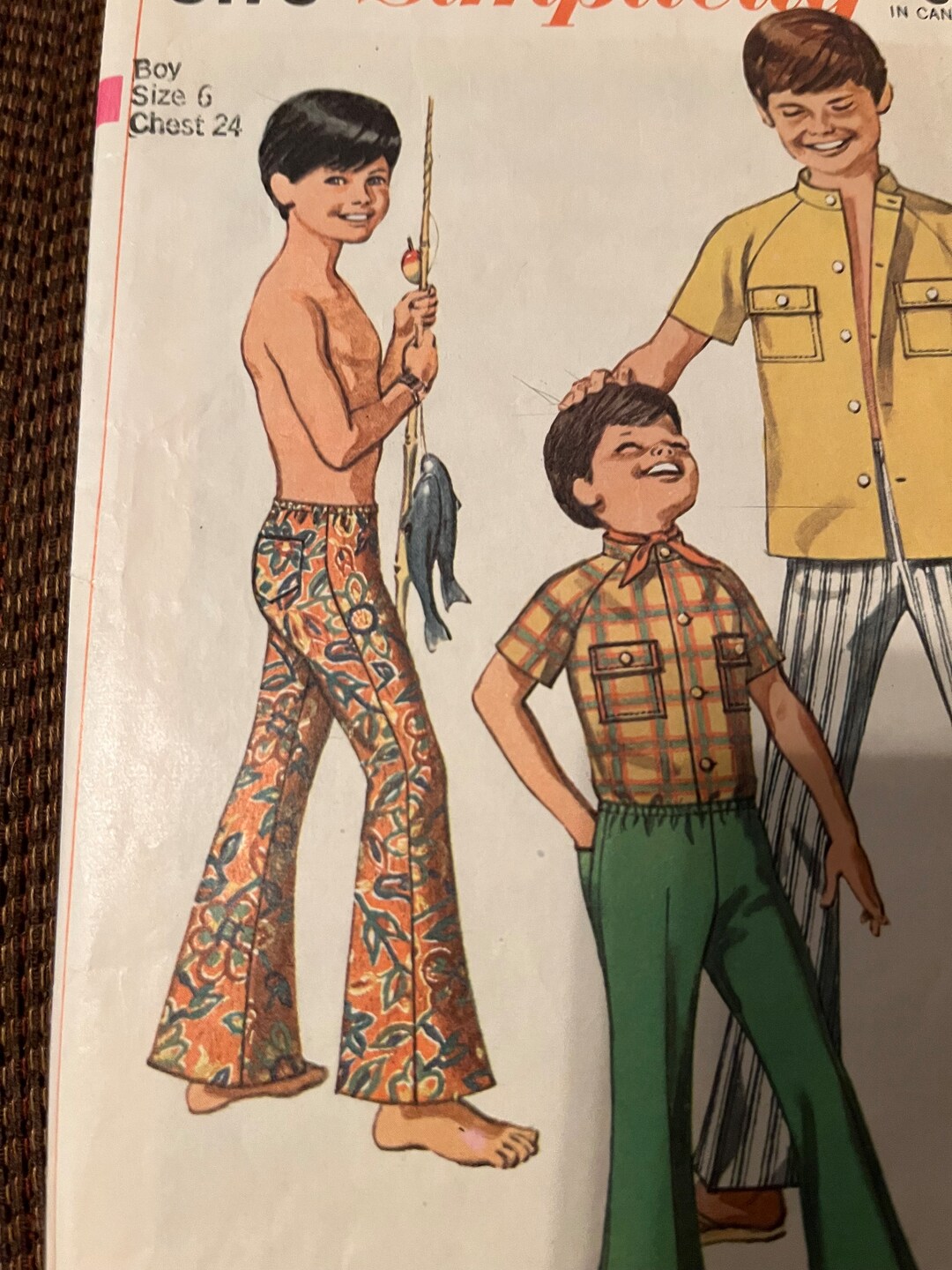 Simplicity 8173-groovy Boys Bell Bottoms & Shirt - Etsy