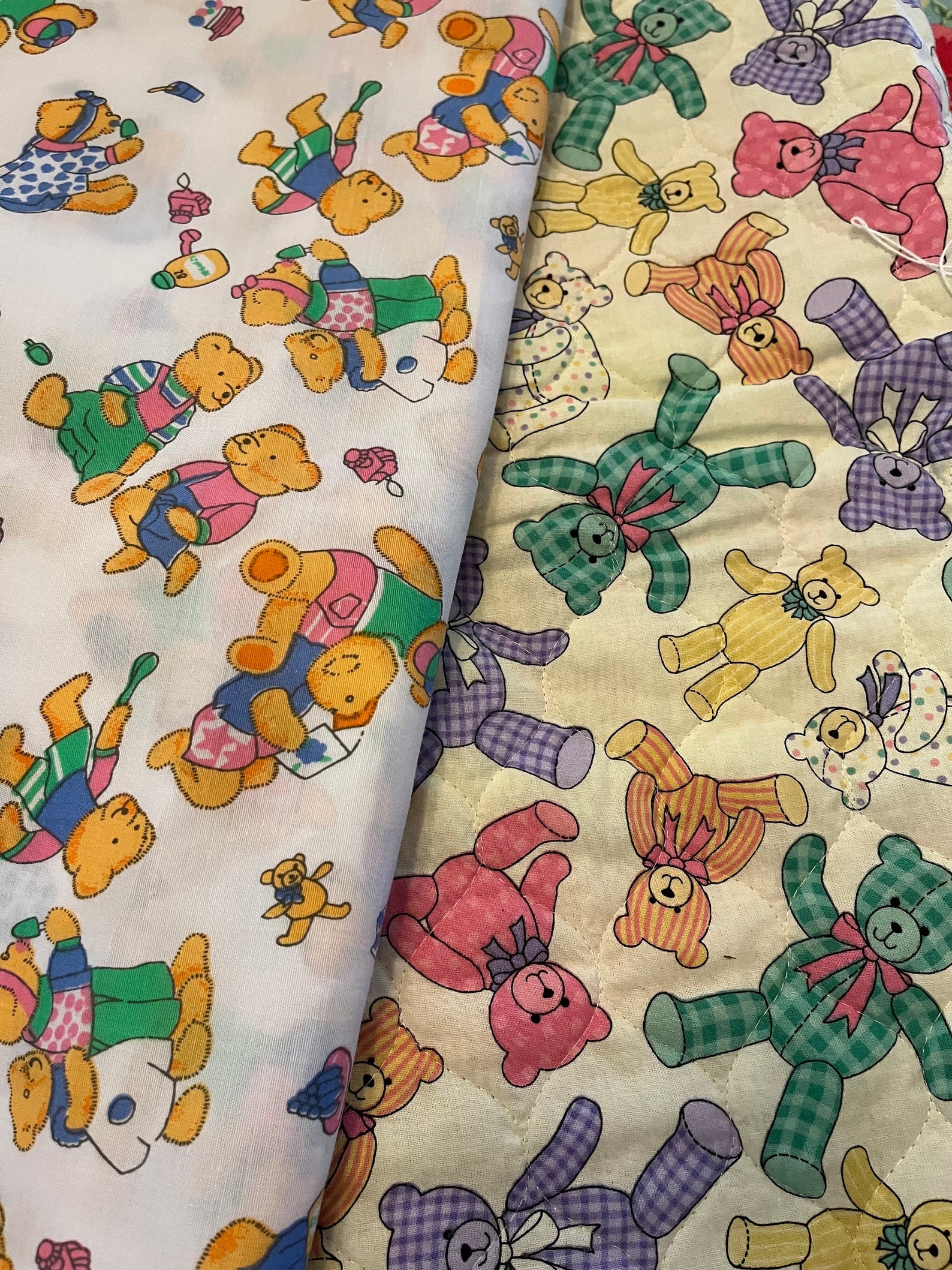 Two Vintage Teddy Bear Fabrics - Etsy