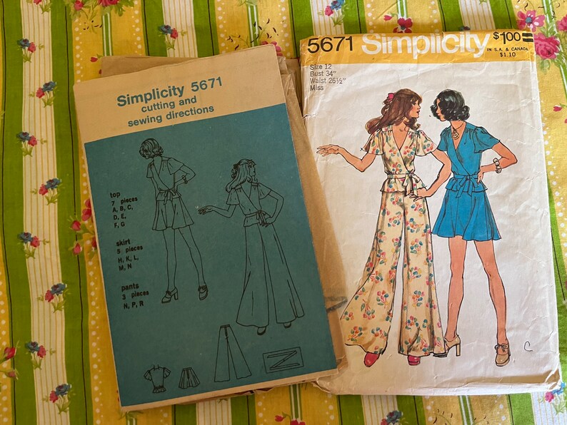 Simplicity 5671, Pretty Wrap Top and Pants - Etsy