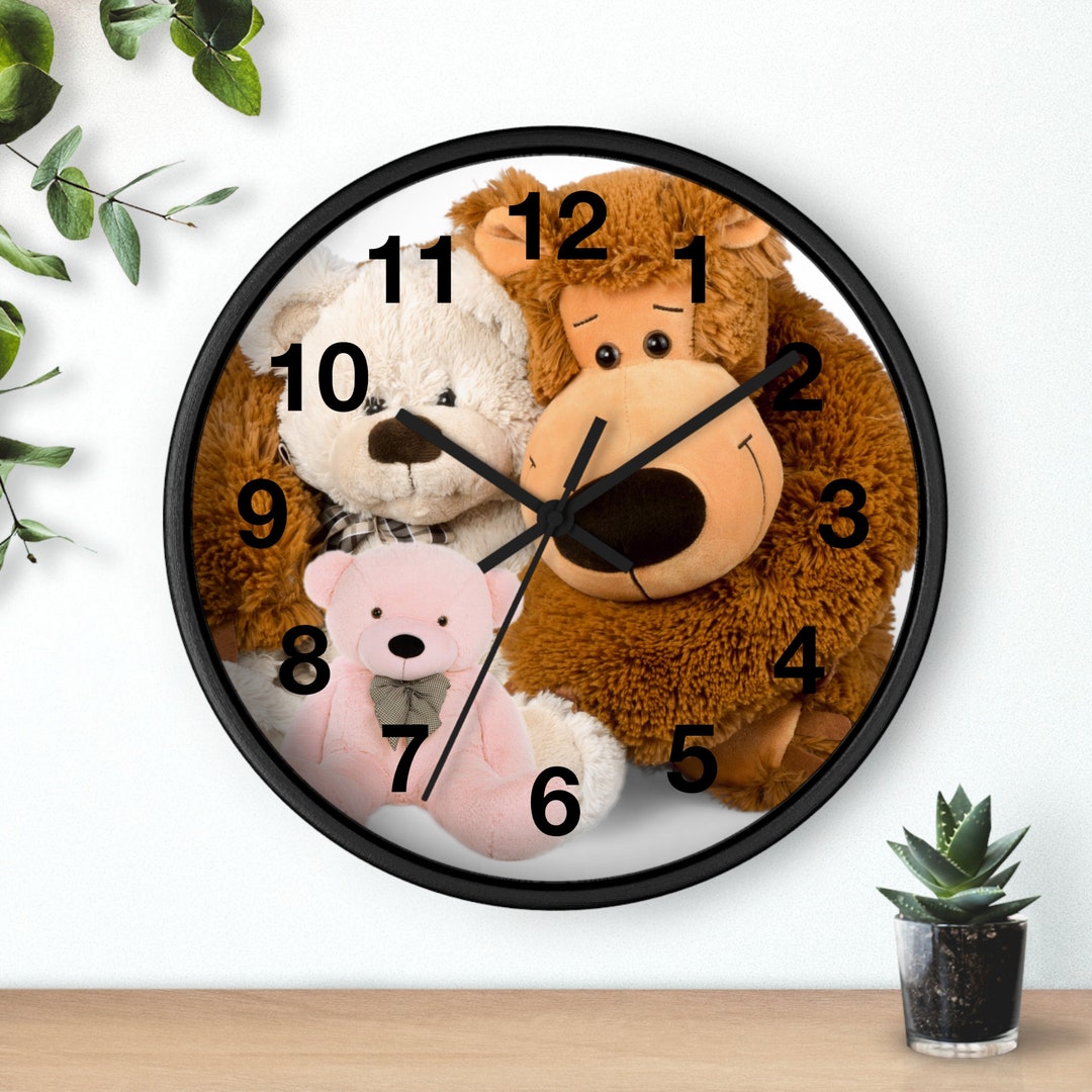 Teddy Bear Wall Clock Nursery Room Clock Baby Room Kids Room Bear Clock ...