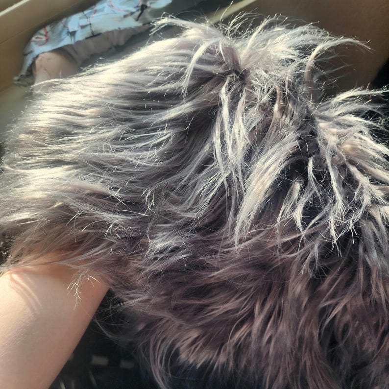 One Yard Long Scrap Faux Fur Fabric Gray 4 - Etsy