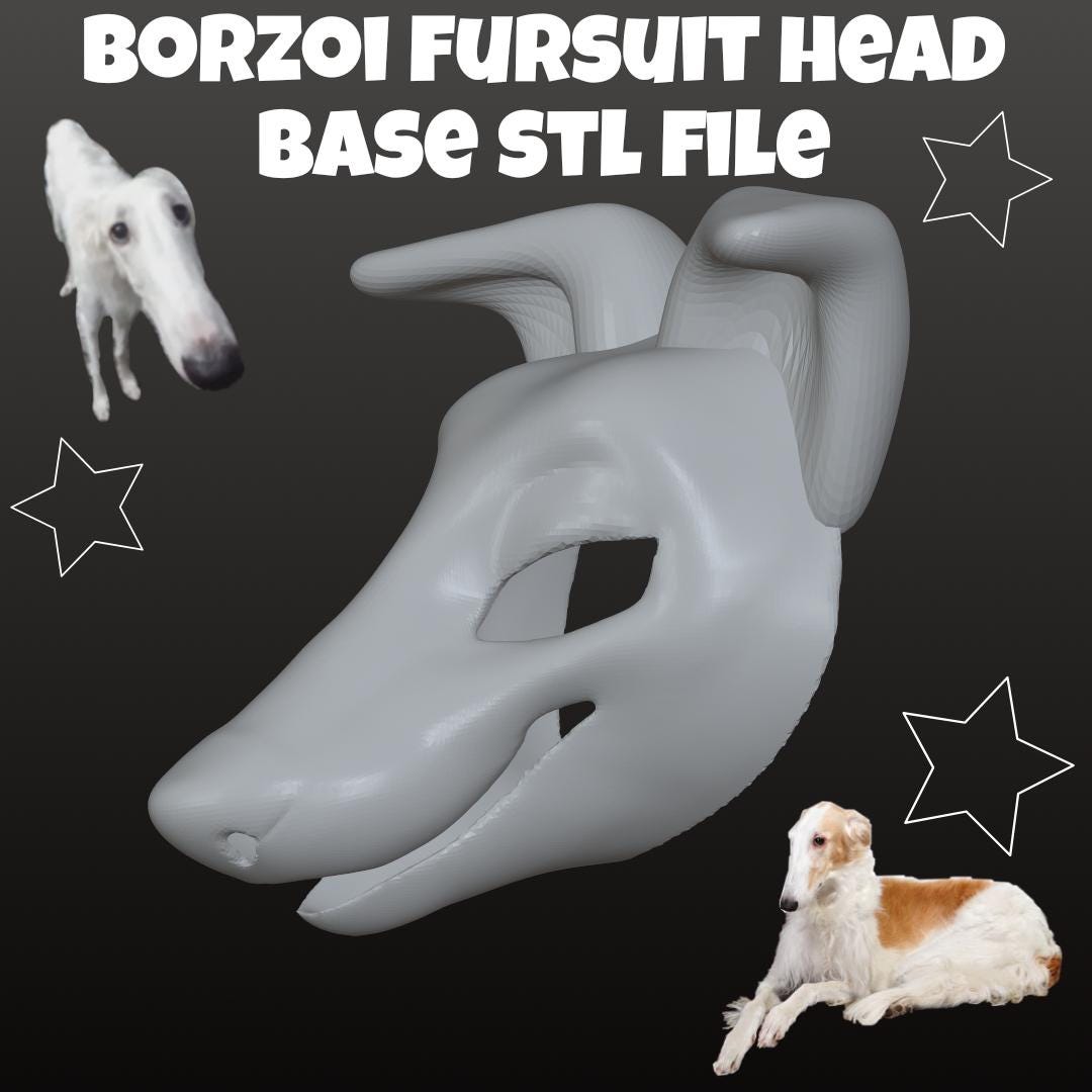 Semi Toony Borzoi Fursuit Head Base 3d Stl Print File Only - Etsy