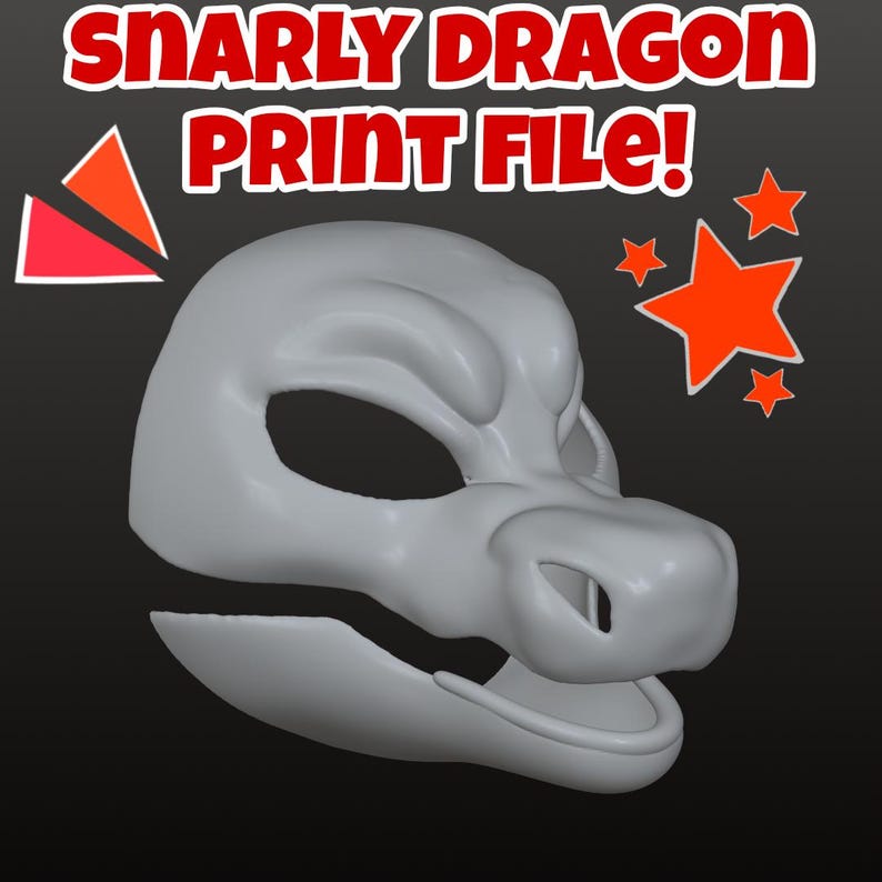 Snarling Angry Dragon Fursuit Head Base 3d Print File Only - Etsy