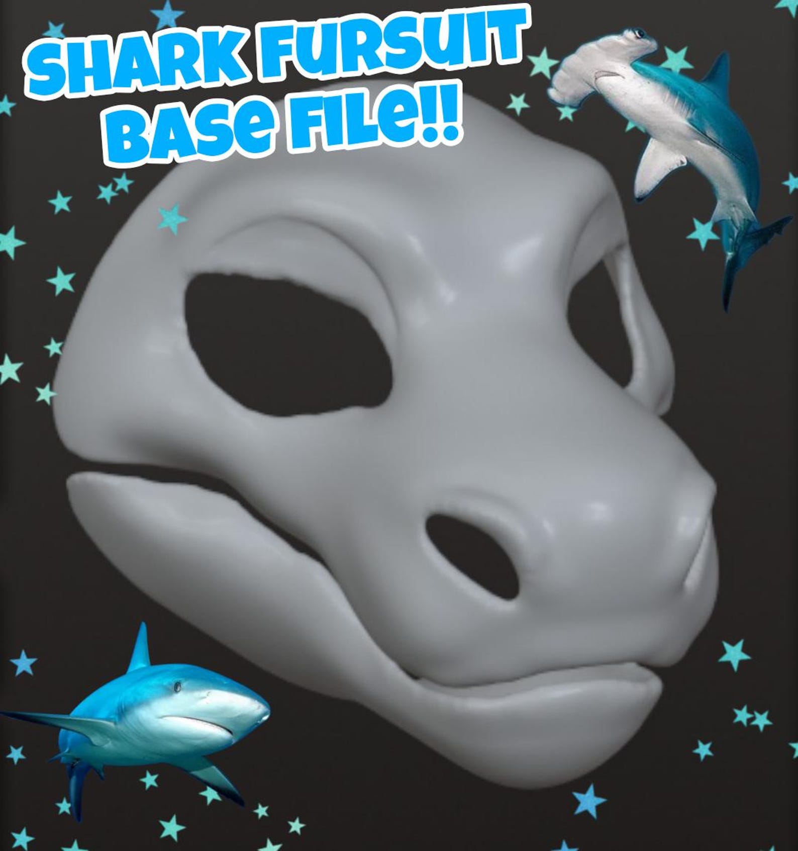 Shark/dragon Fursuit Head Base 3d Print File Only - Etsy