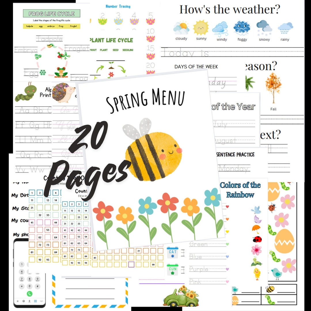 Spring Themed Mega Morning Menu Elementary Multi-kids Bundle, Multiple ...