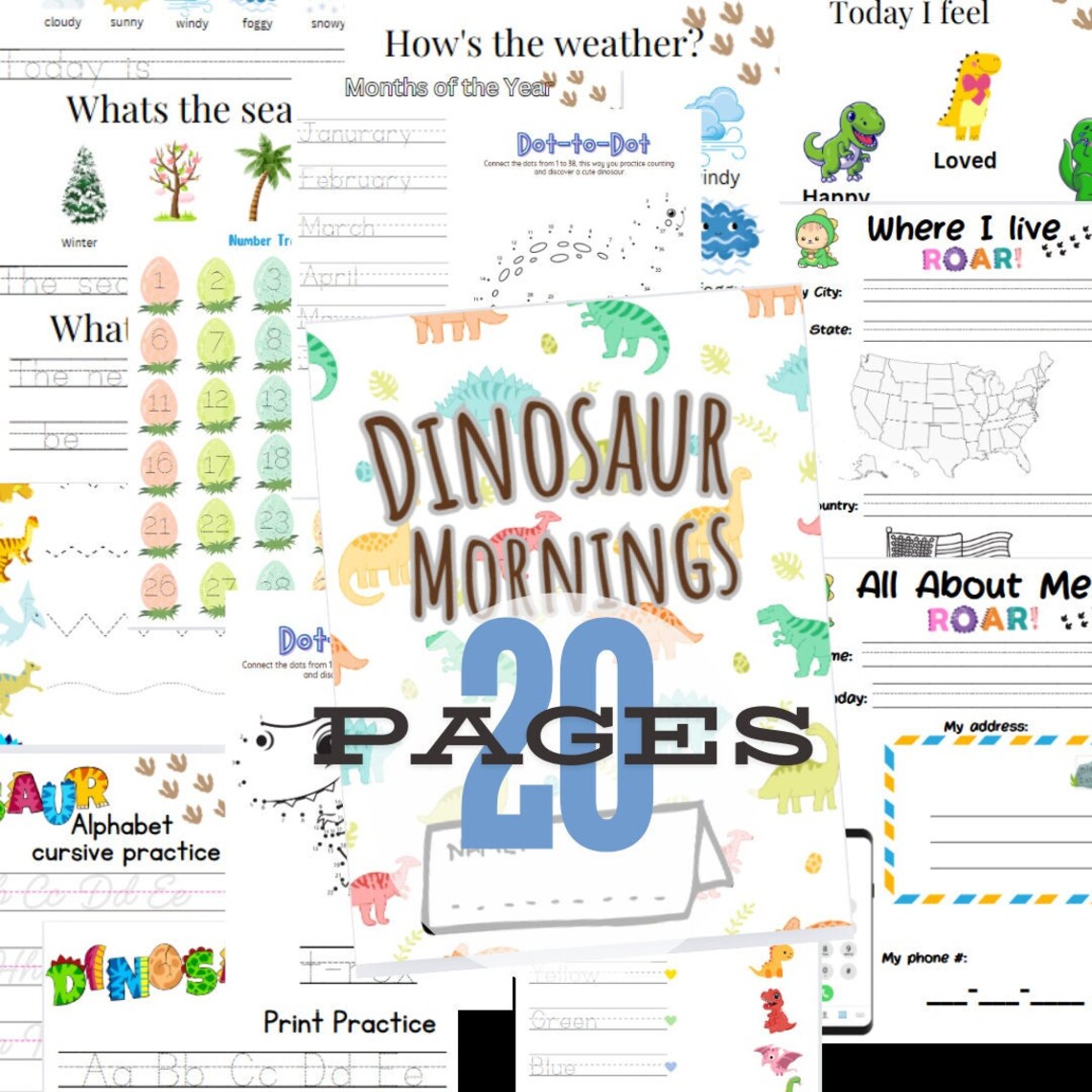 Dino Morning Menu, Independent Packet, Morning Basket Time Prek-2nd ...