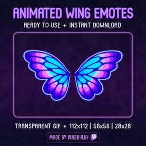 ANIMATED BUTTERFLY WING Emotes for Twitch | Static Versions Included ...