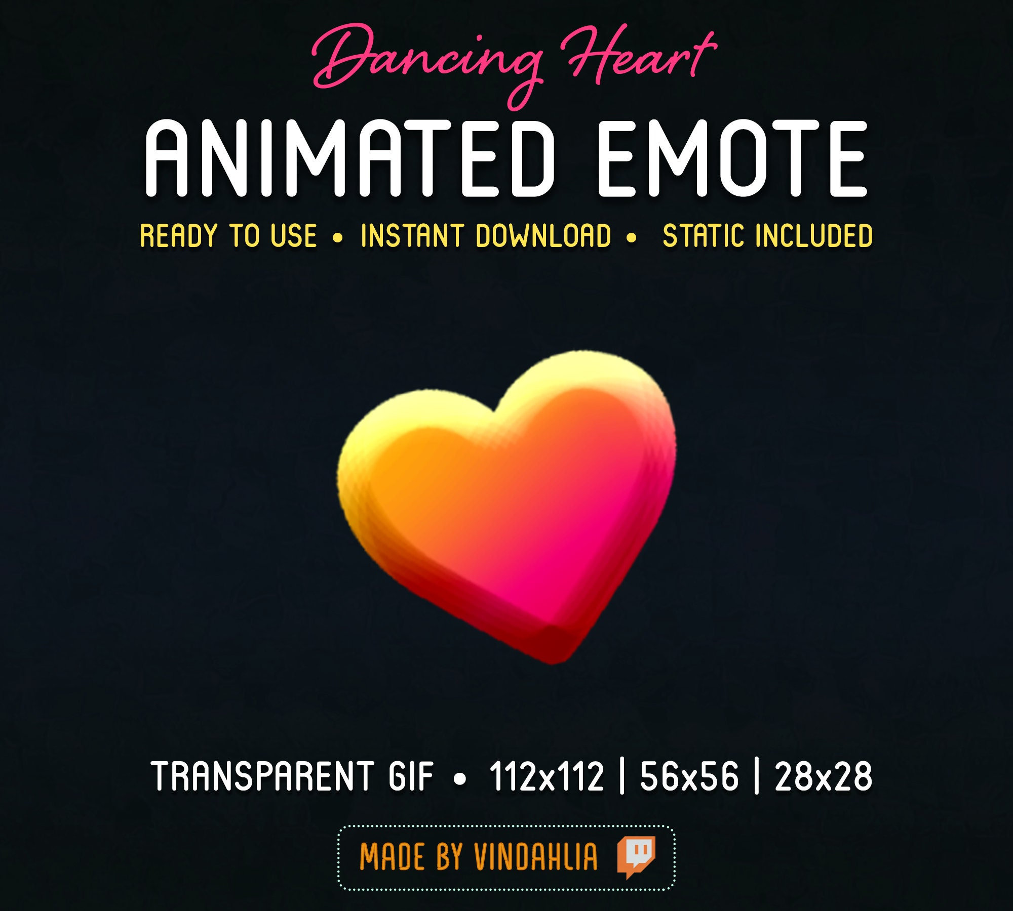 ANIMATED HEART EMOTE | Dancing + Static Versions Included | Twitch ...