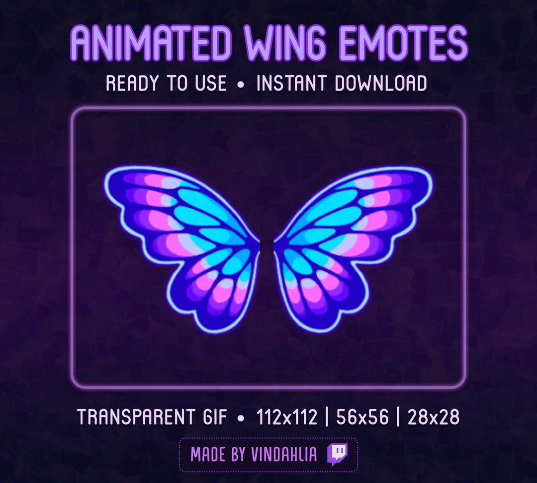 ANIMATED BUTTERFLY WING Emotes for Twitch | Static Versions Included ...