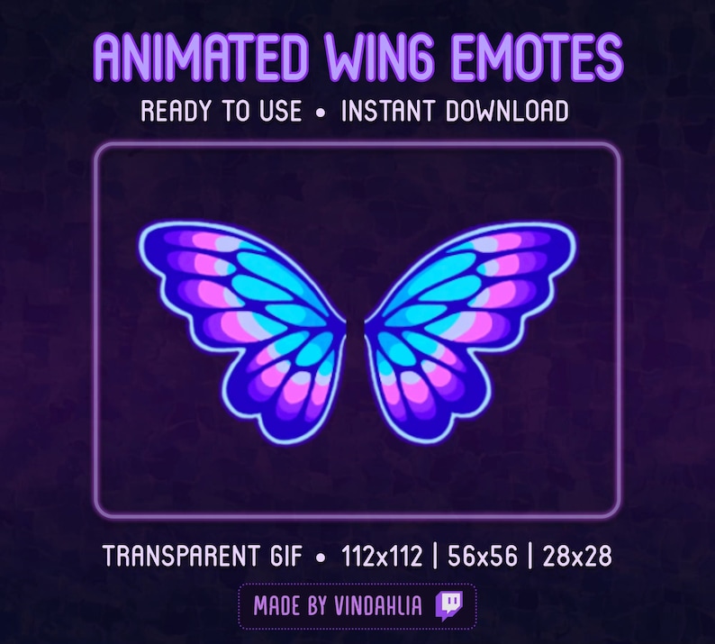 ANIMATED BUTTERFLY WING Emotes for Twitch | Static Versions Included ...