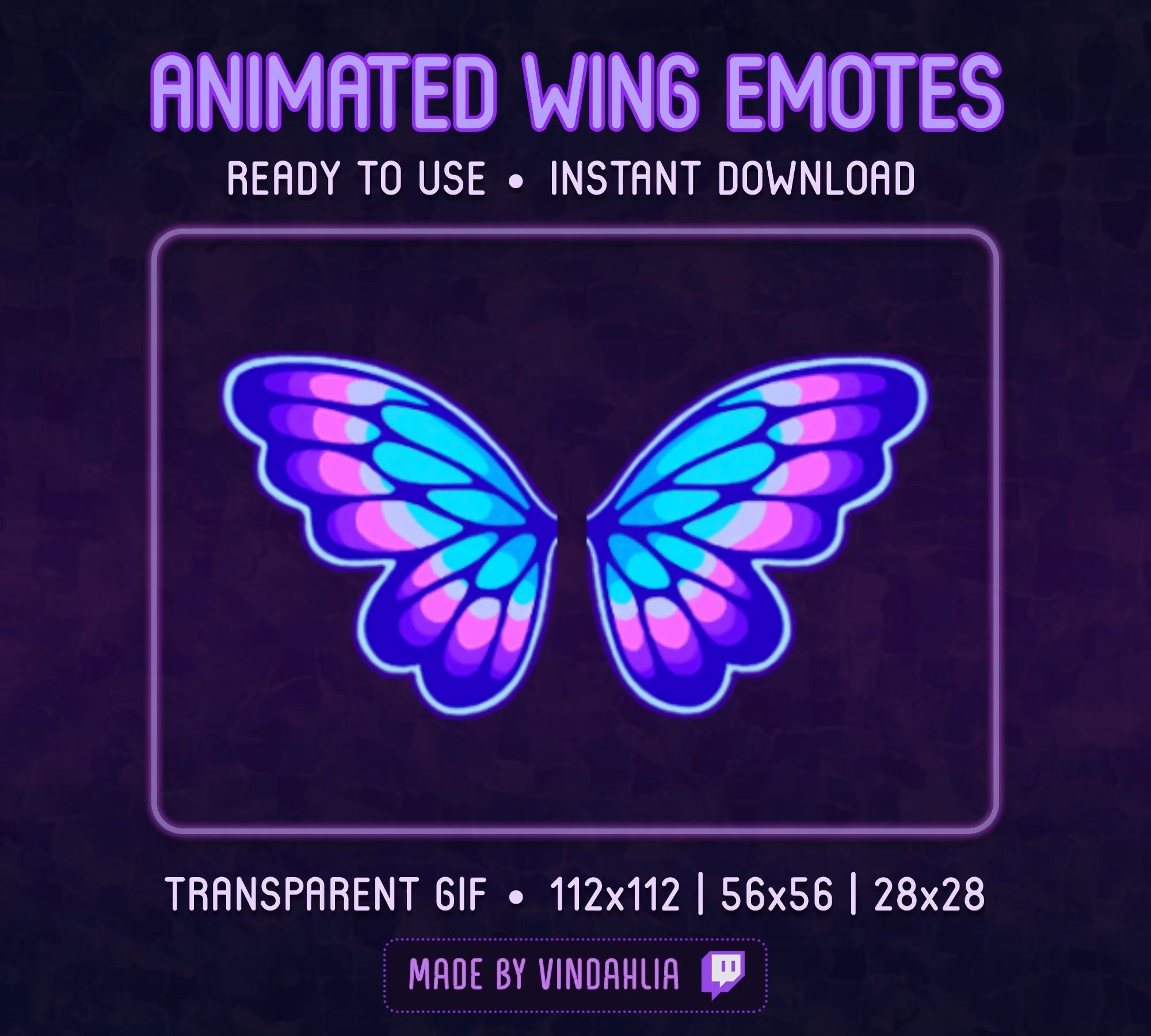 ANIMATED BUTTERFLY WING Emotes for Twitch | Static Versions Included ...
