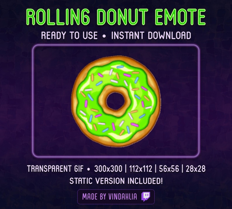 ANIMATED DONUT EMOTE for Twitch | Static Version Included | Twitch ...