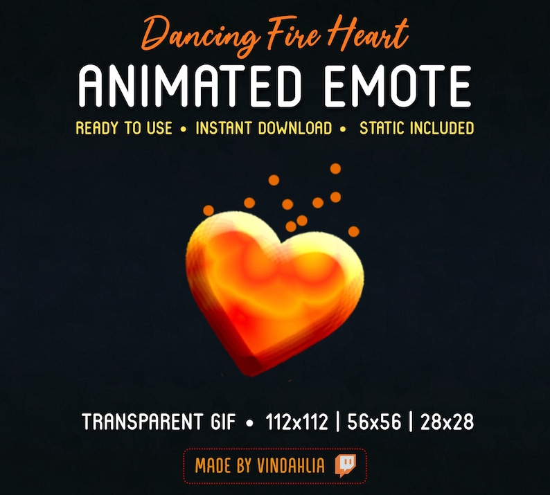 ANIMATED FIRE HEART Dancing Emote | Static Version Included | Twitch ...