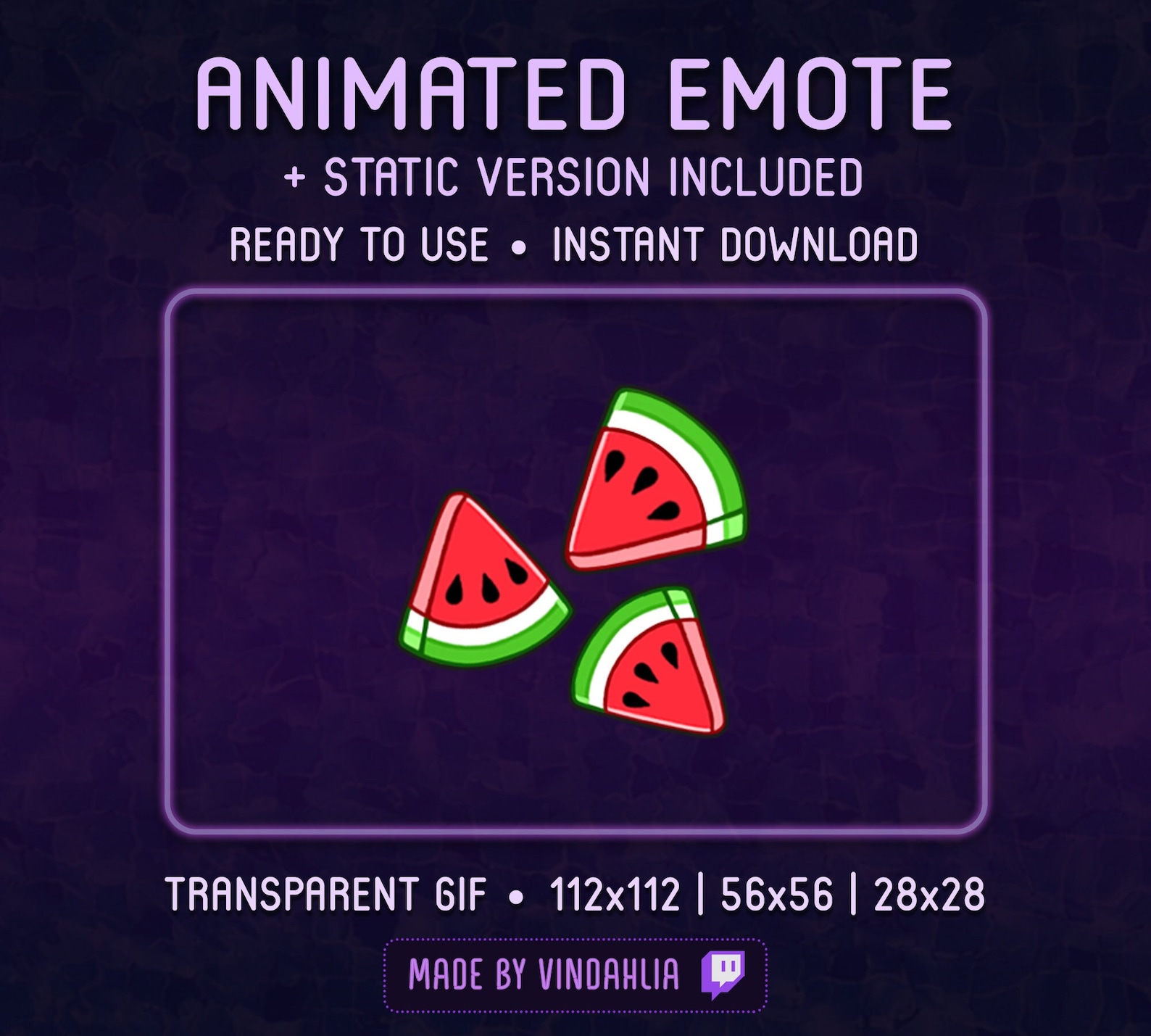 ANIMATED WATERMELONS EMOTE for Twitch | Static Version Included ...