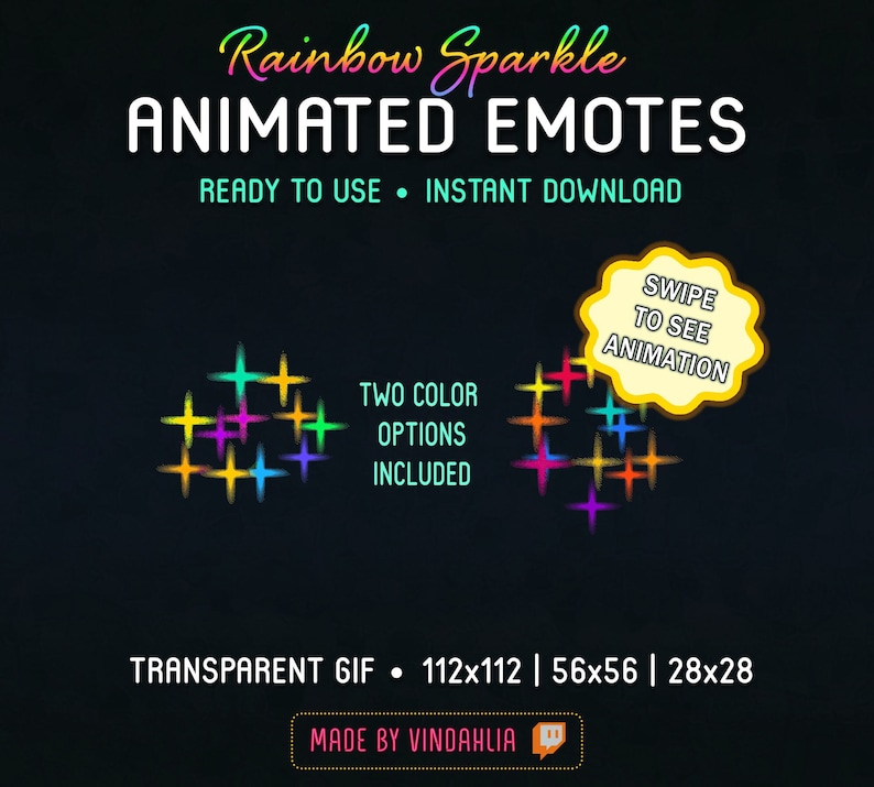 ANIMATED RAINBOW SPARKLES Emotes for Twitch Discord | 2 Color Versions ...