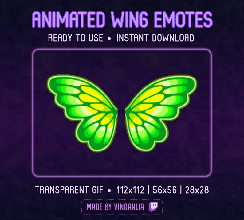ANIMATED BUTTERFLY WING Emotes for Twitch | Static Versions Included ...