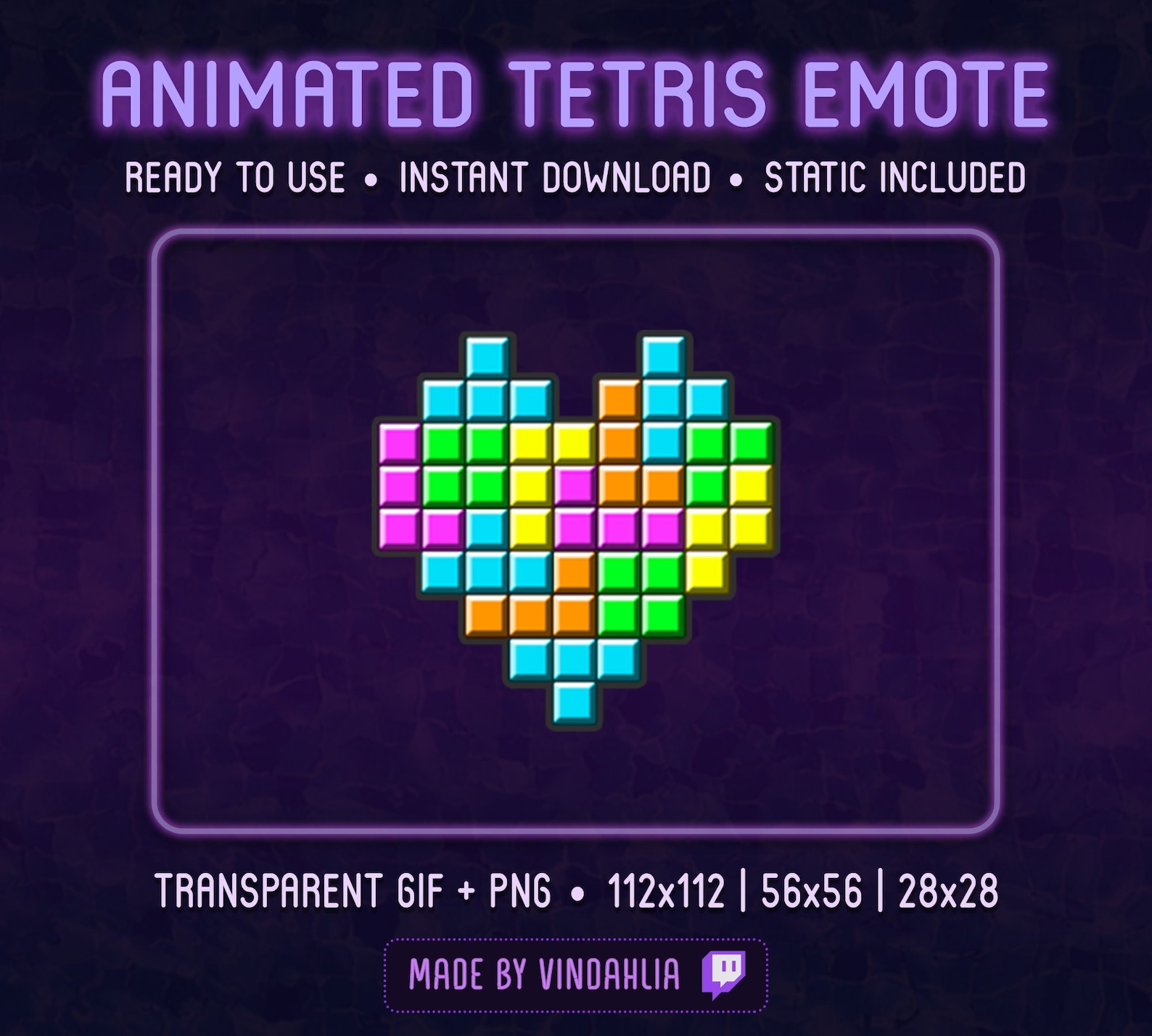 ANIMATED TETRIS HEART Emote | Static Version Also Included | Twitch ...