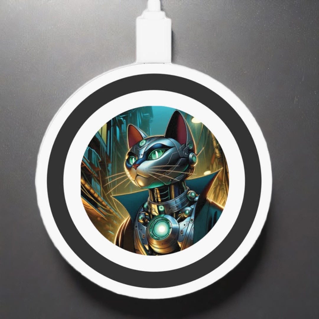 Cyberpunk Mecha Cat Wireless Phone Charger, Anime Tech Gift - Etsy