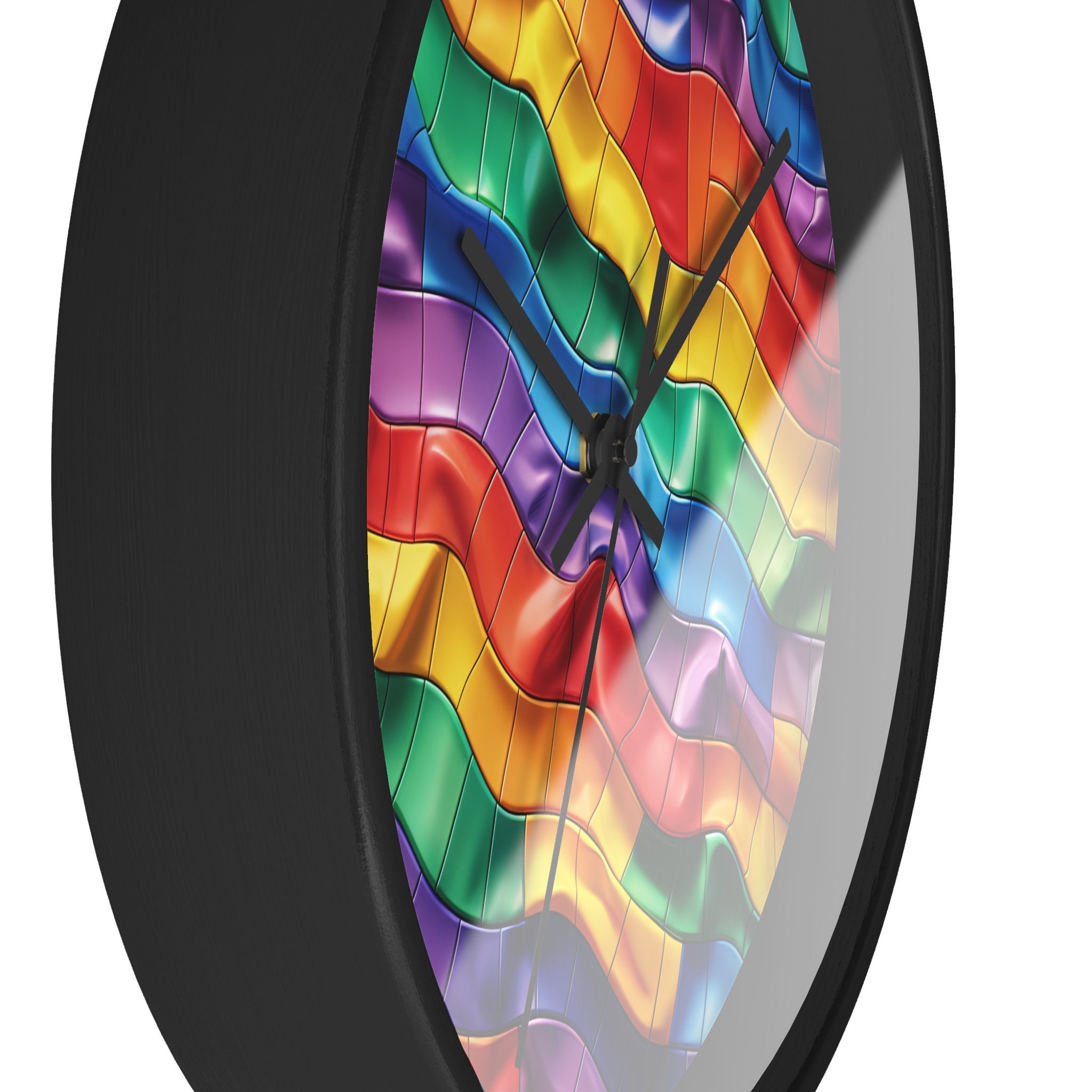 Spectrum of Time Wall Clock Colorful Rainbow Wave Design Modern Home ...