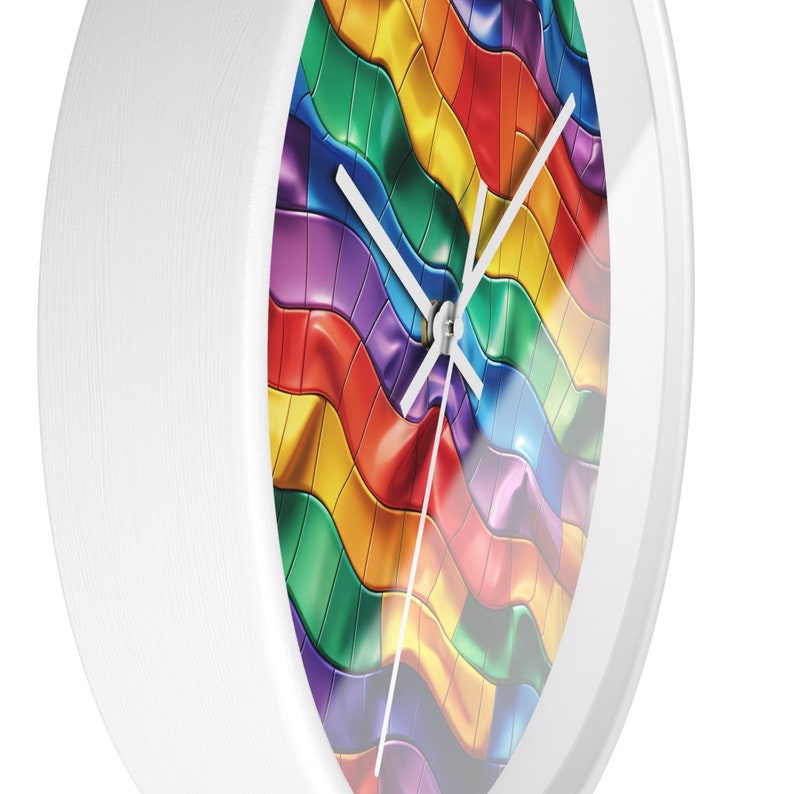 Spectrum of Time Wall Clock Colorful Rainbow Wave Design Modern Home ...