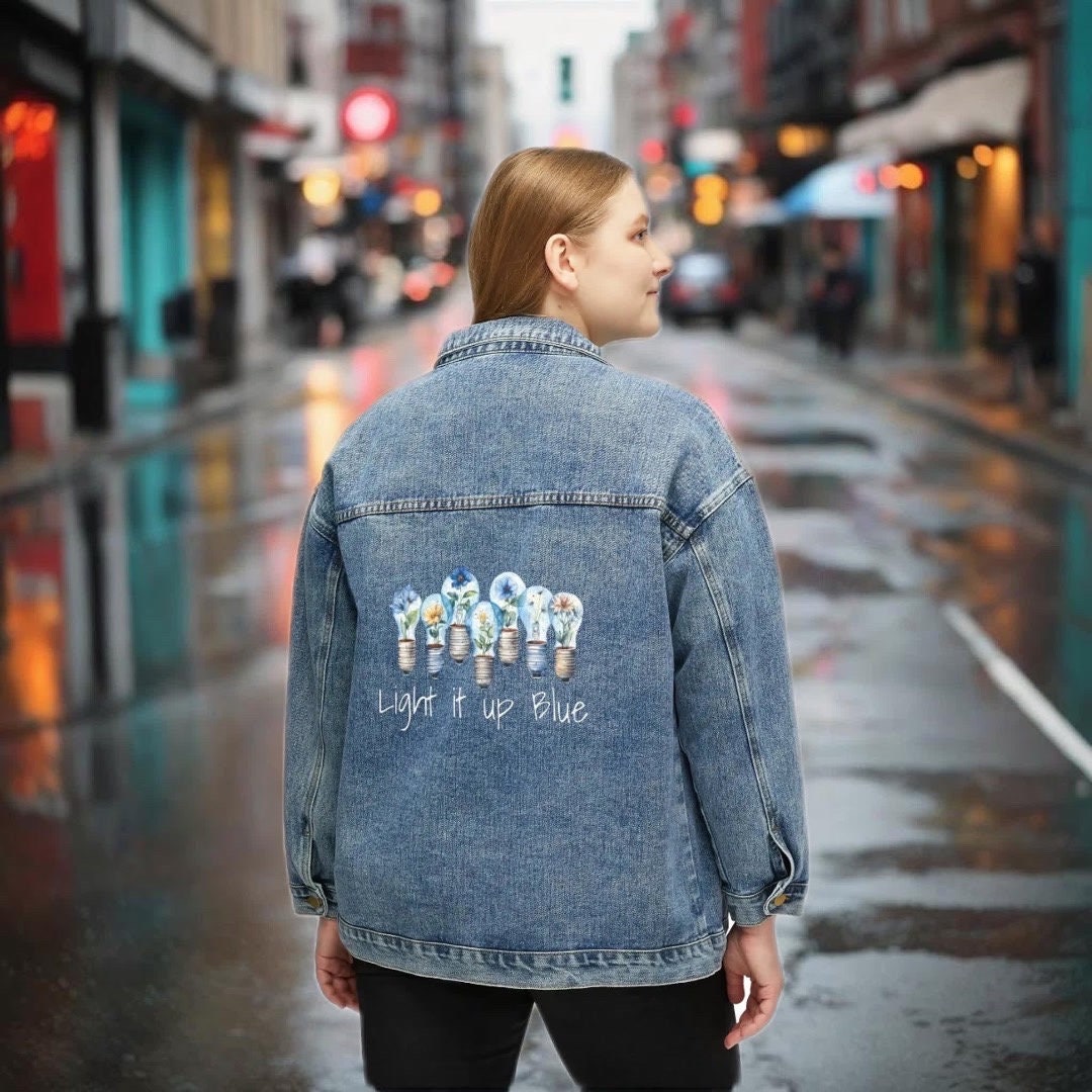 Autism Awareness Denim Jacket Light up April in Blue Women's Jacket ...