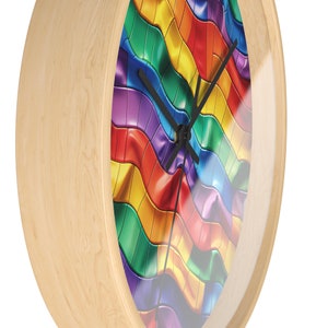 Spectrum of Time Wall Clock | Colorful Rainbow Wave Design | Modern ...