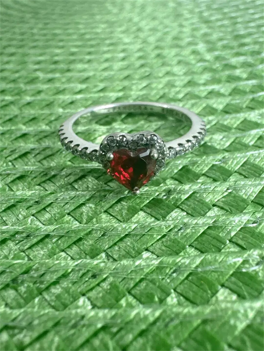 Pandora Elevated Red Heart Ring, S925 Sterling Silver Pandora Ring ...