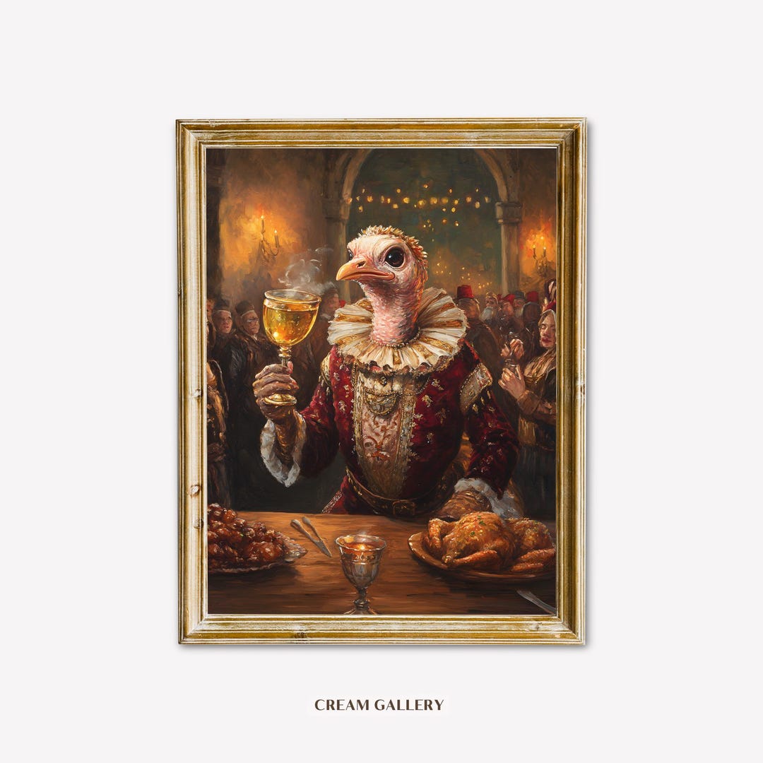 Renaissance Turkey Art Print: Whimsical Royal Bird Portrait (digital ...