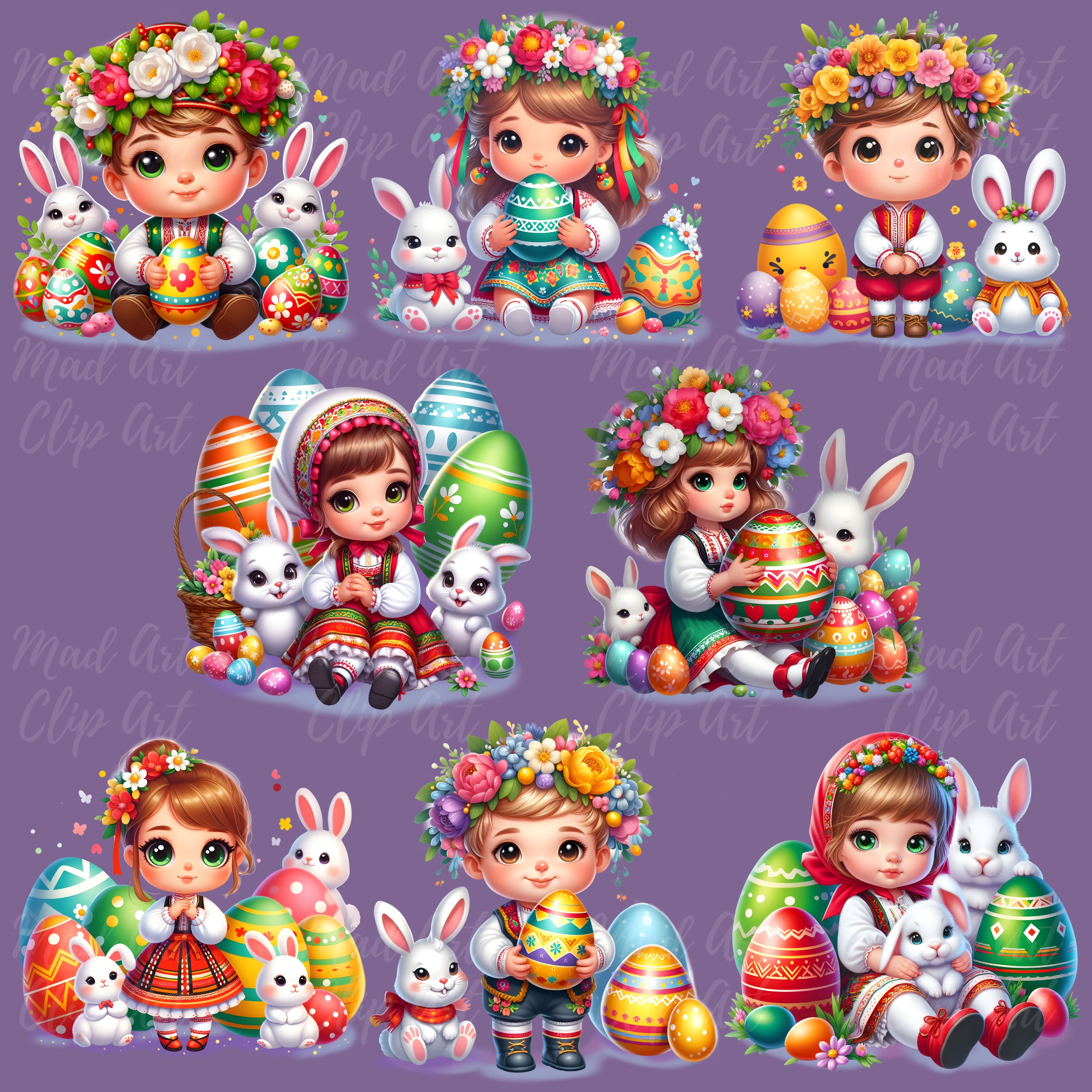 BG Babies With Eggs and Bunnies, Lazarki,orthodox Easter,bulgarian ...