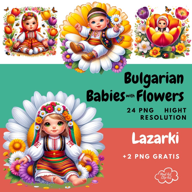 BULGARIAN Babies Clipart, Girls With Flowers, LAZARKI, Orthodox Easter ...