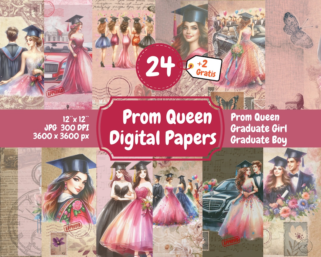 The Prom Princess, Prom Queen Digital Papers, Prom Night,printable ...