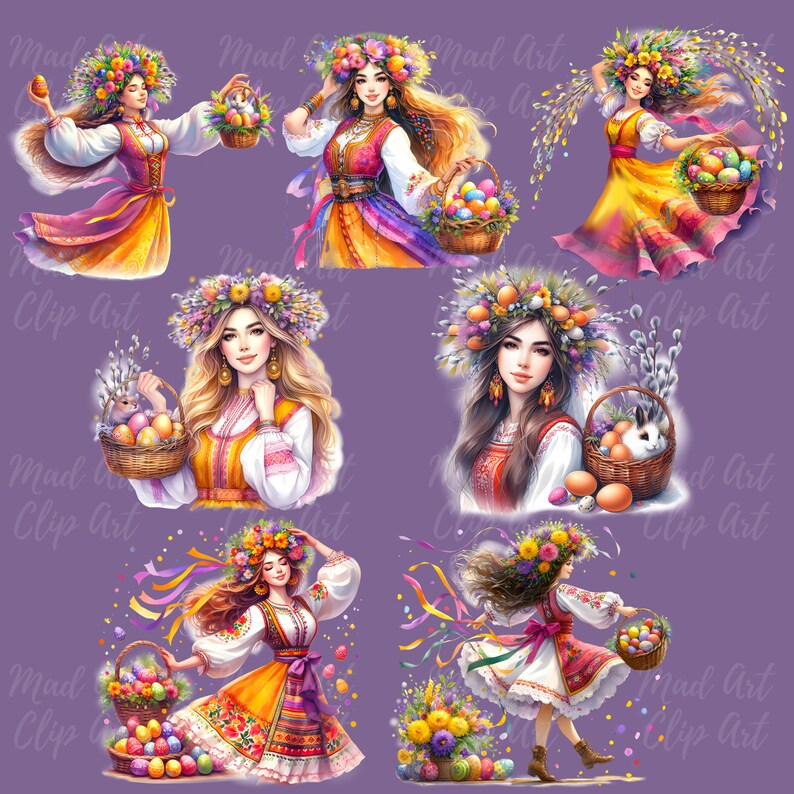 Bulgarian Girls Clipart, Girls With Flowers, LAZARKI, Orthodox Easter ...
