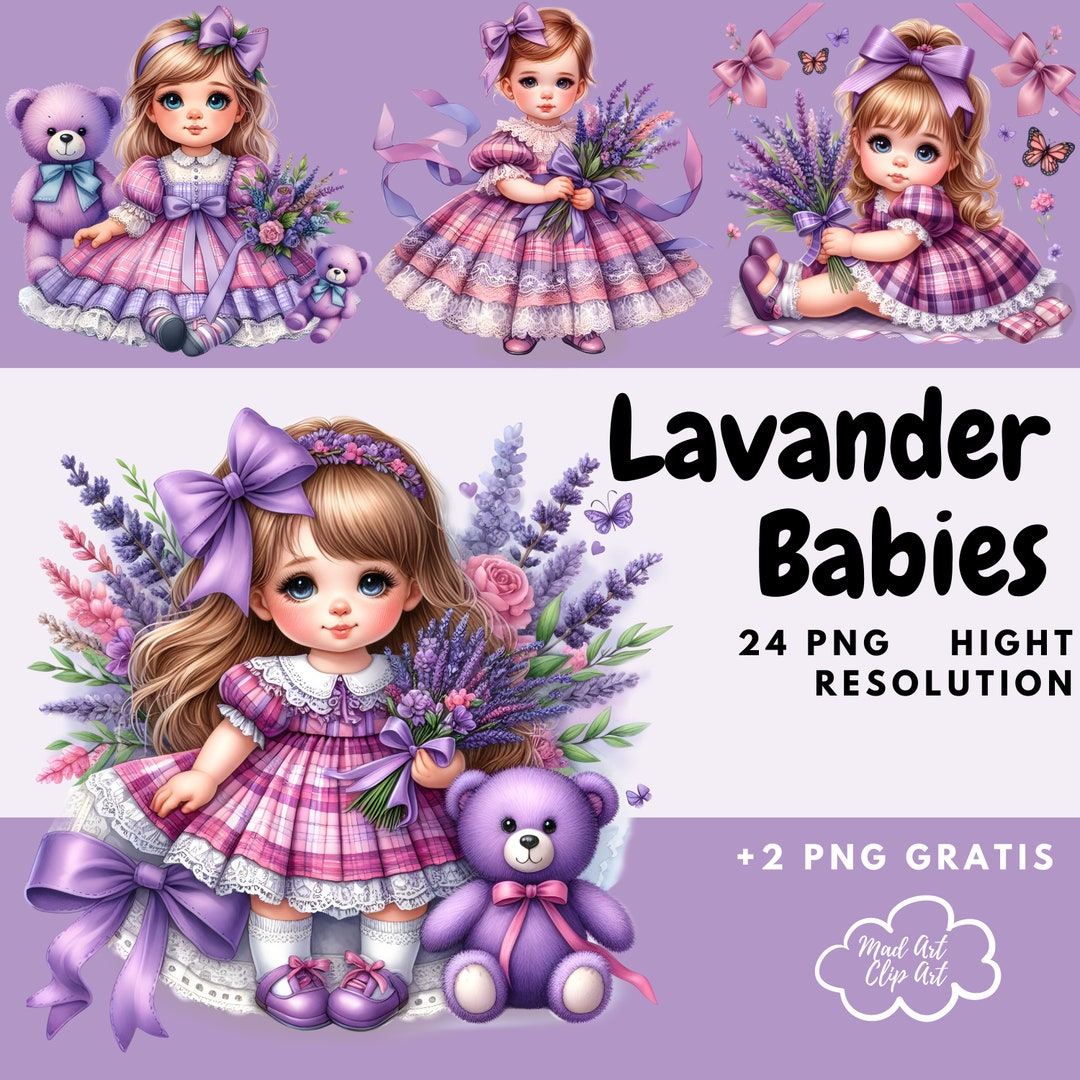 Lavander Girls Clipart, 26 Babies Clipart, Cute Girls, Scrapbooking ...