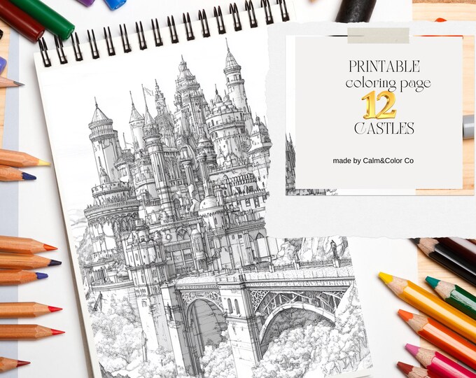 Neuschwanstein Castle Learning Coloring Page | Both Digital and ...