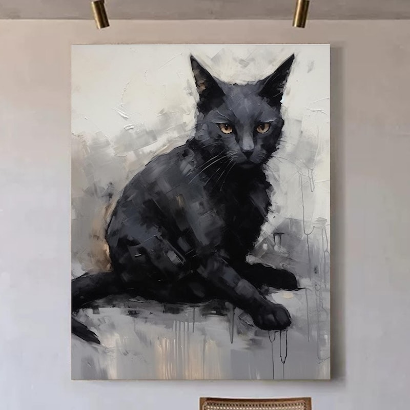 Black Cat Art - Etsy