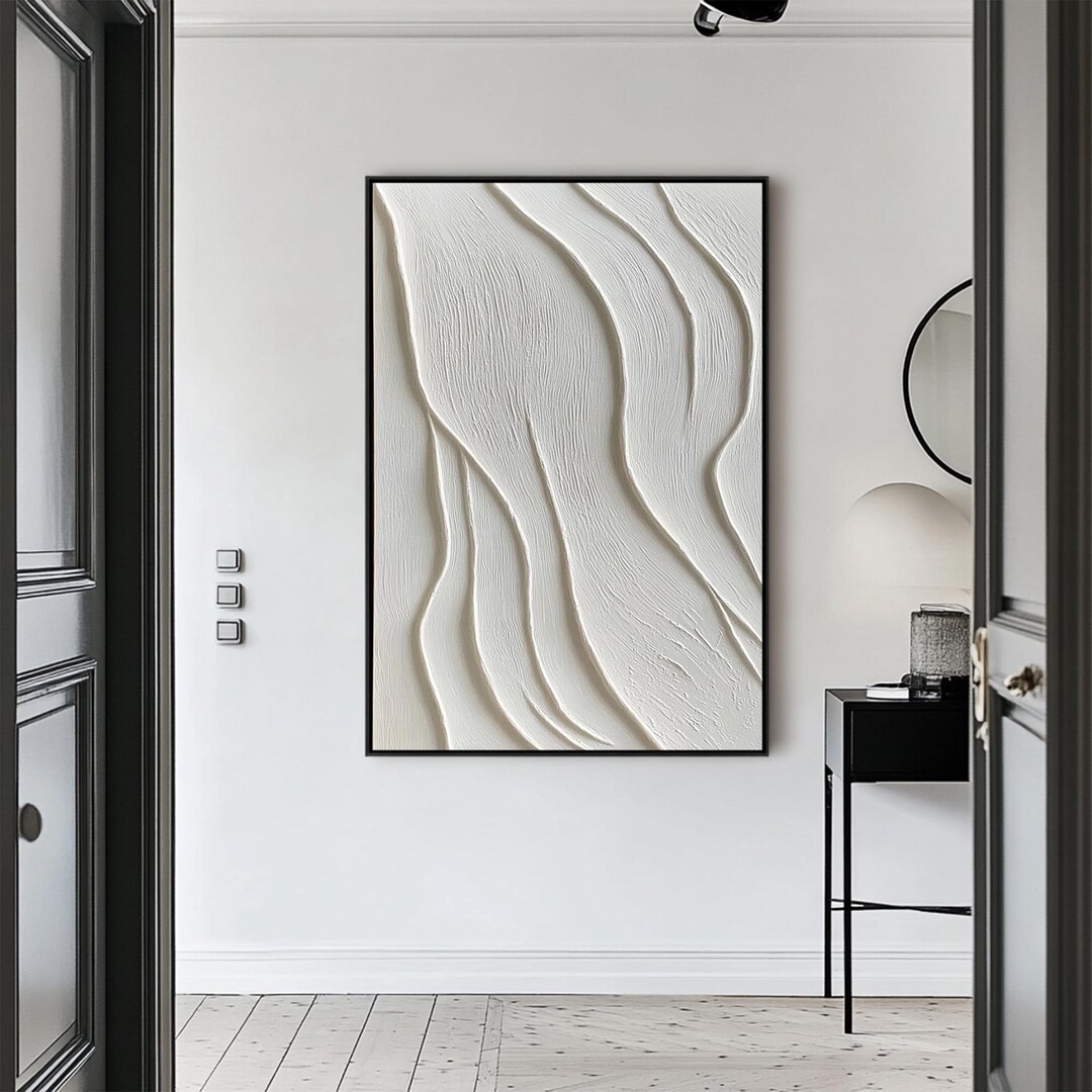 3D White Texture Painting, Minimalist Abstract Acrylic Canvas Art - Etsy