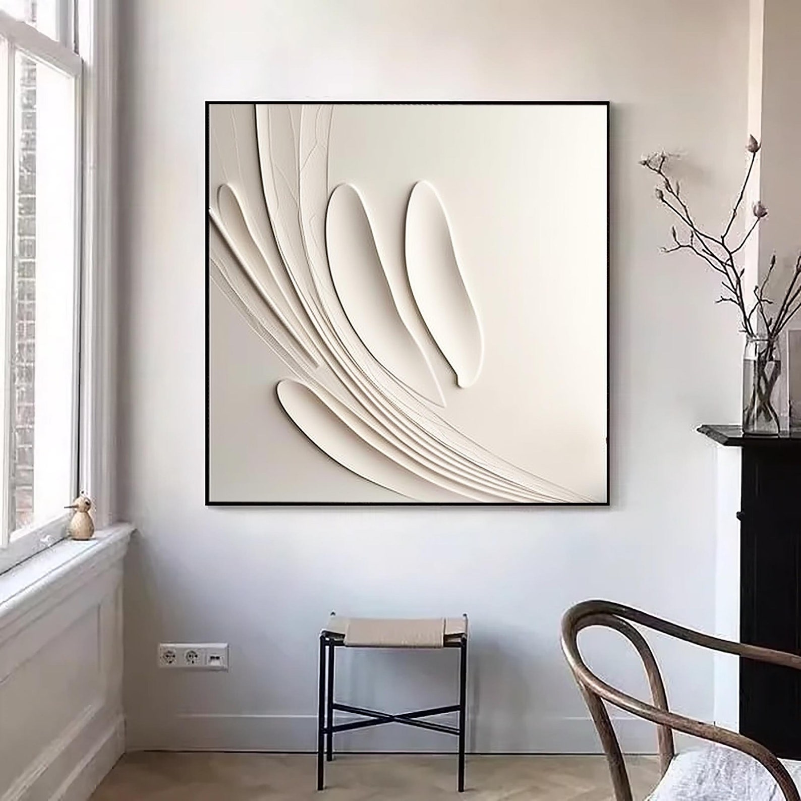 White Minimalist Painting Pure White Abstract Art Pure White Thick ...