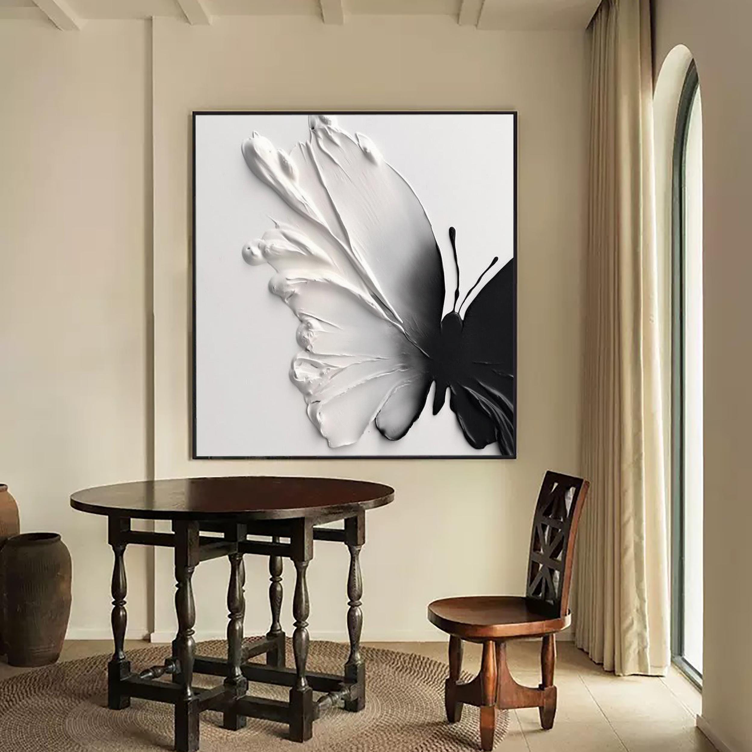 Large Texture Butterfly Acrylic Painting White Texture Butterfly Oil ...