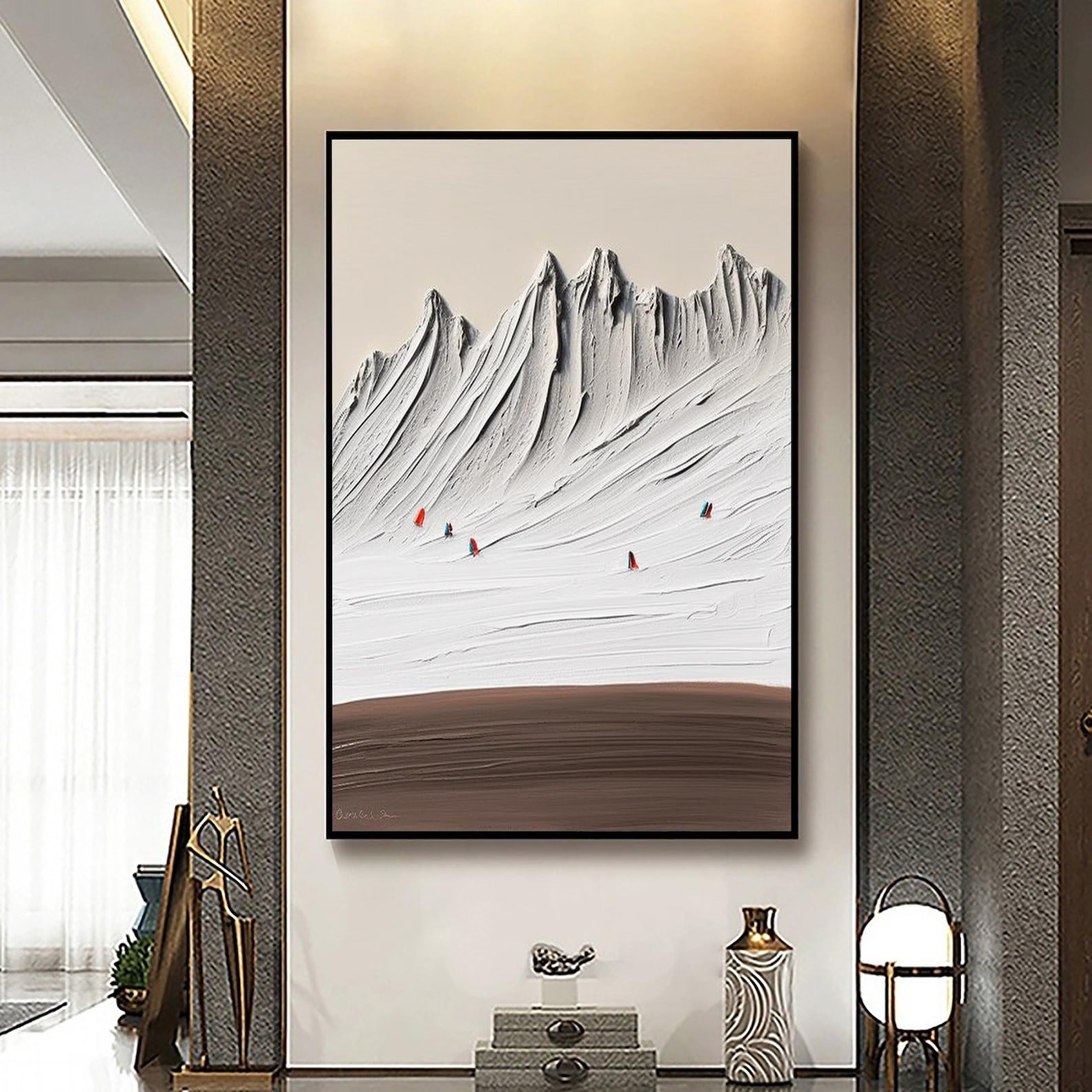 Large White Mountain Texture Painting Hand Painted Abstract Mountain ...