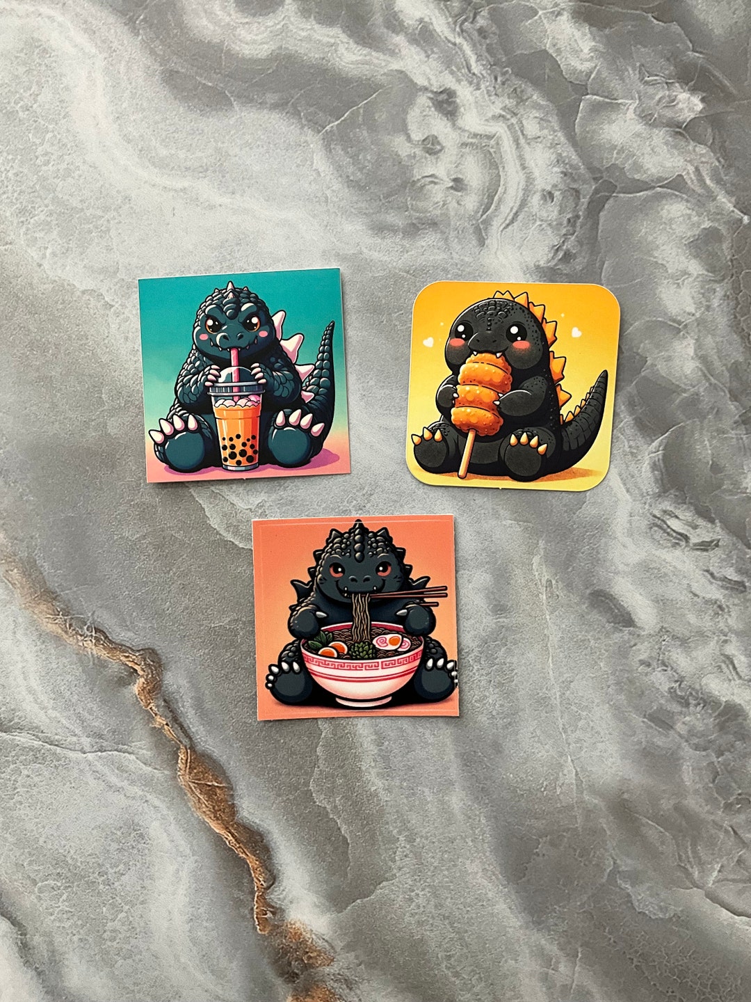 Godzilla Snacks Waterproof Sticker Bundle, Godzilla Stickers, Kawaii ...