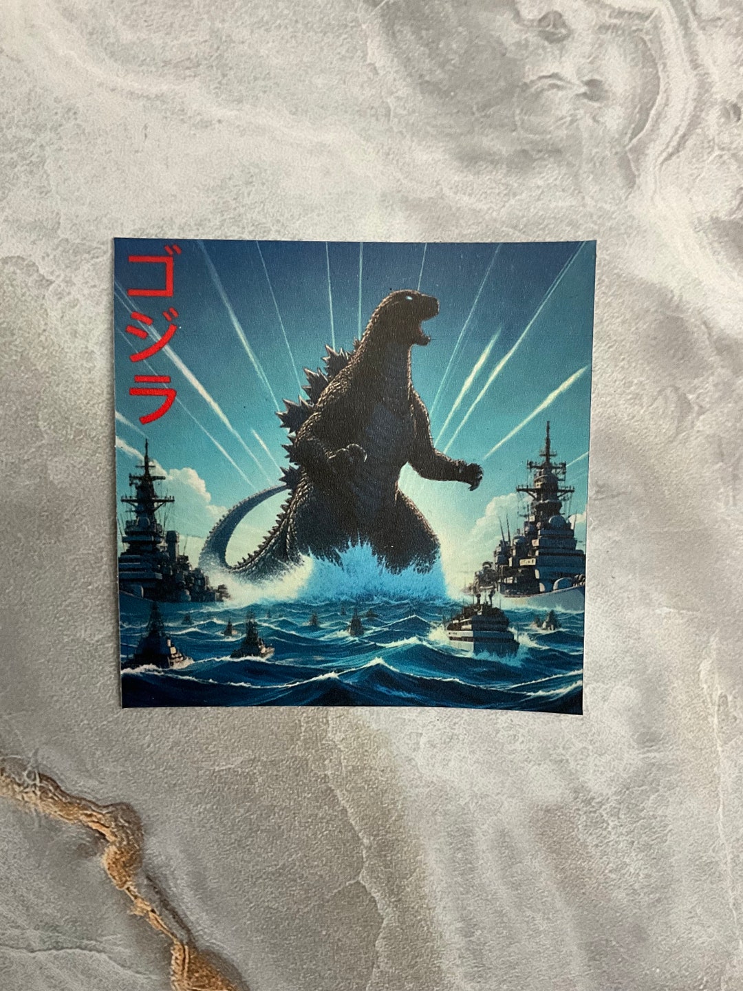 Holographic Anime Godzilla Rises Waterproof Sticker, Kanji Holographic ...