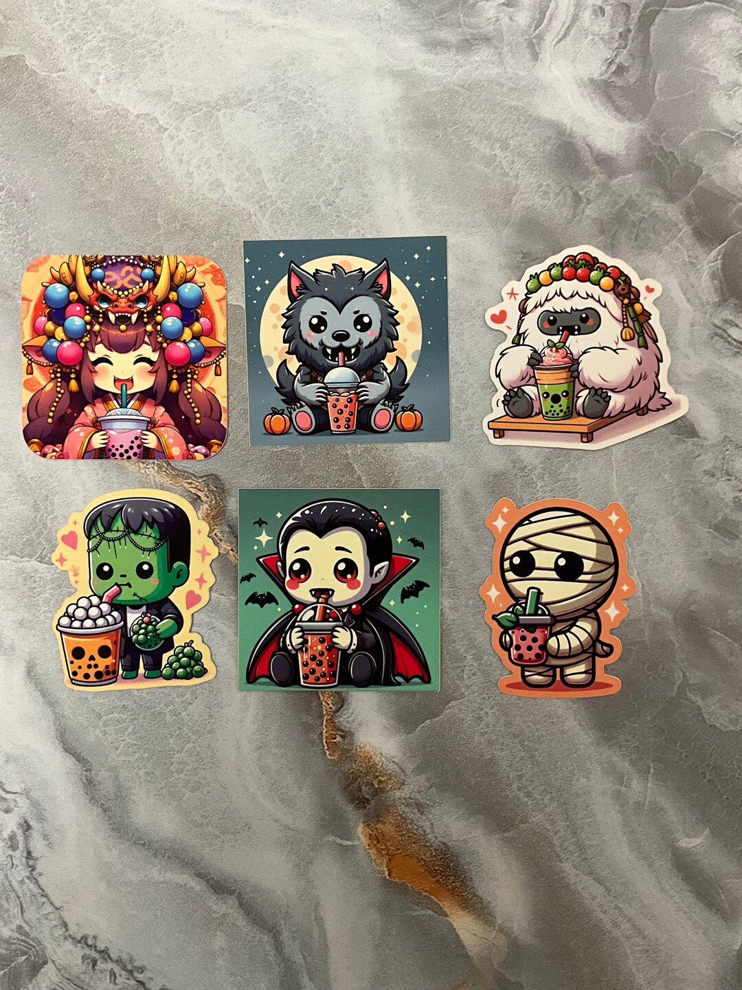 Monsters Boba Waterproof Sticker Bundle, Cute Monster Stickers, Cute ...