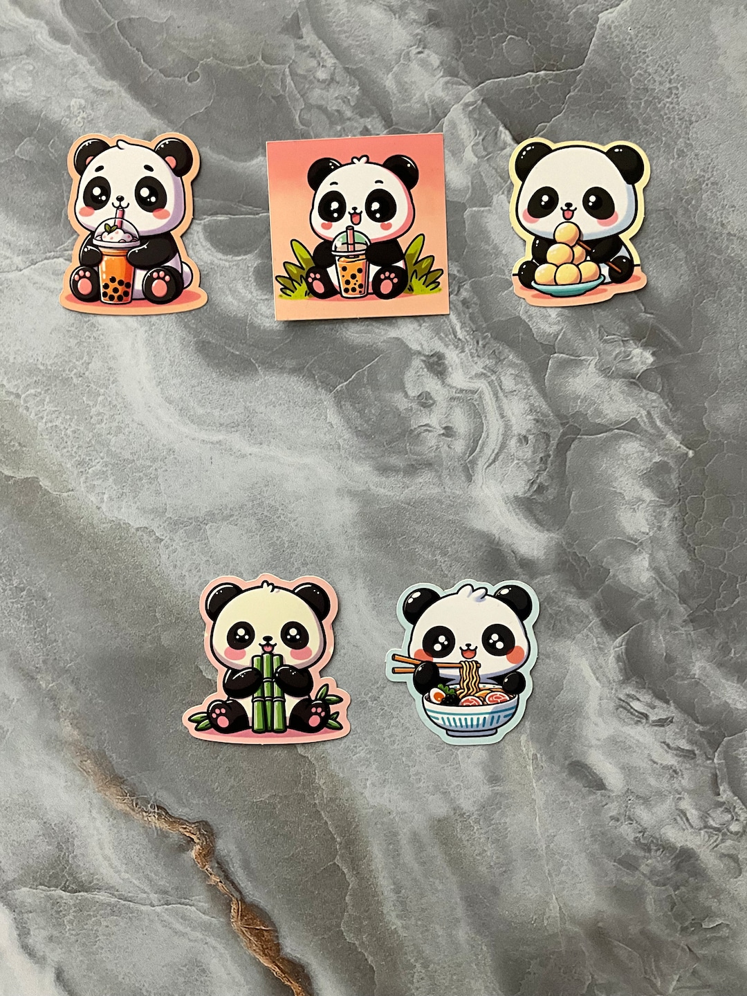 Panda Snacks Waterproof Sticker Bundle, Panda Stickers, Anime Panda ...