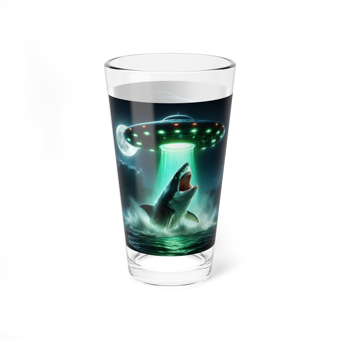 Abduction: Megalodon Mixing Glass 16oz, UFO Glass, Shark Glass ...