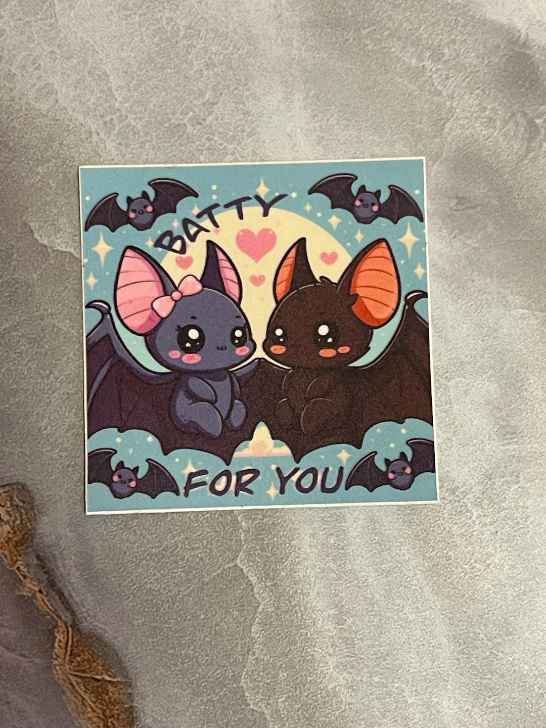 Cute Bat Couple Waterproof Sticker, Anime Bat, Kawaii Bat, Anime Animal ...