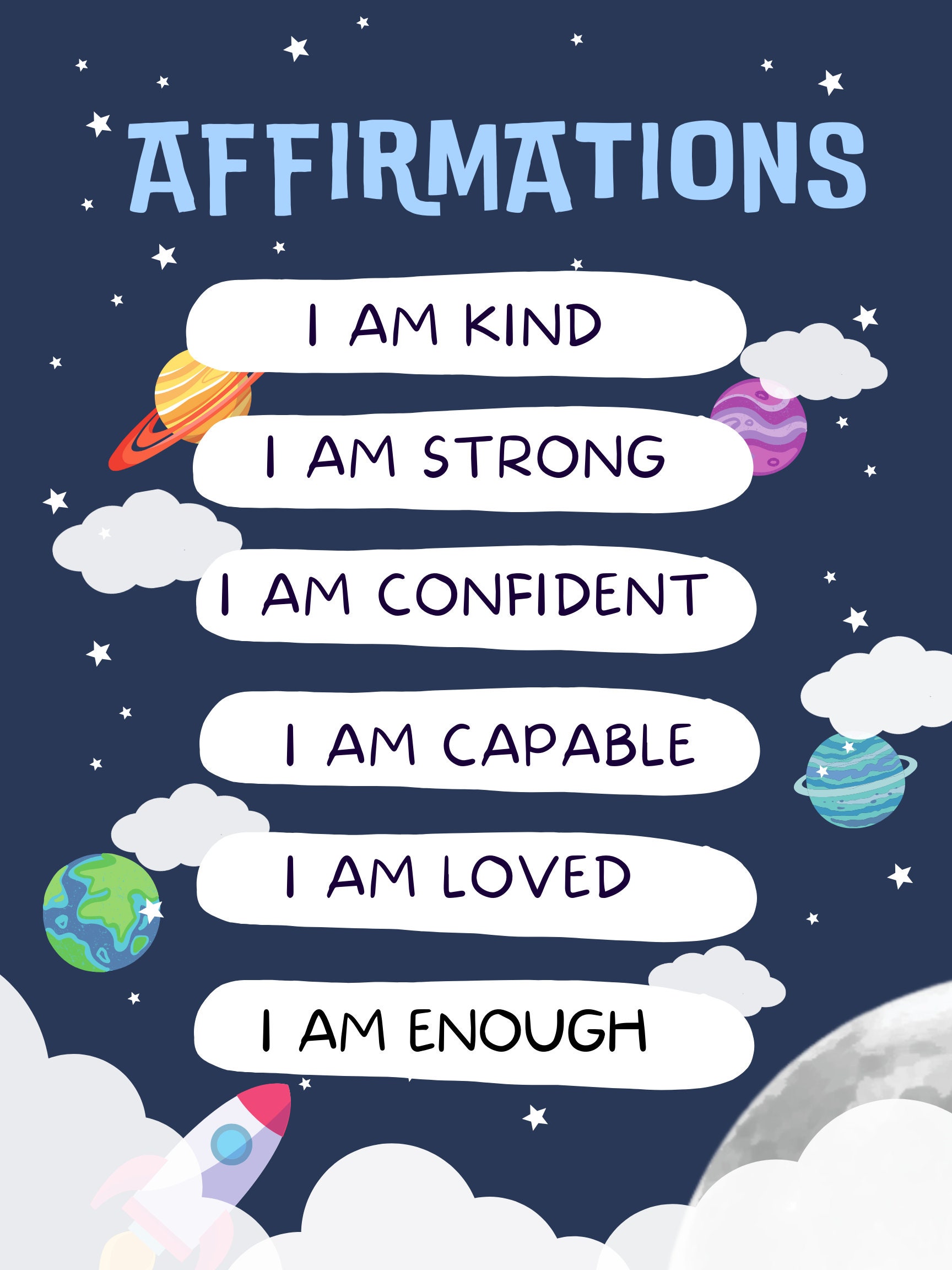Space Themed Affirmations - Etsy