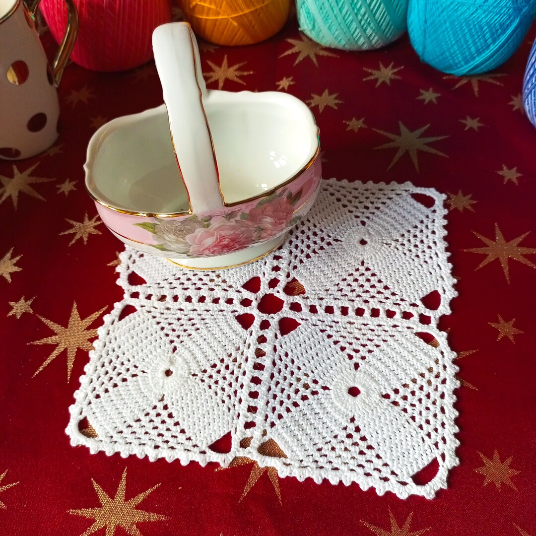 Crochet Doily White Square Napkin Lace Crochet Doily Serving Napkins ...