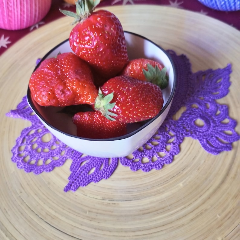 Violet Crochet Doily: Lace Table Centerpiece, 10x7 In - Etsy
